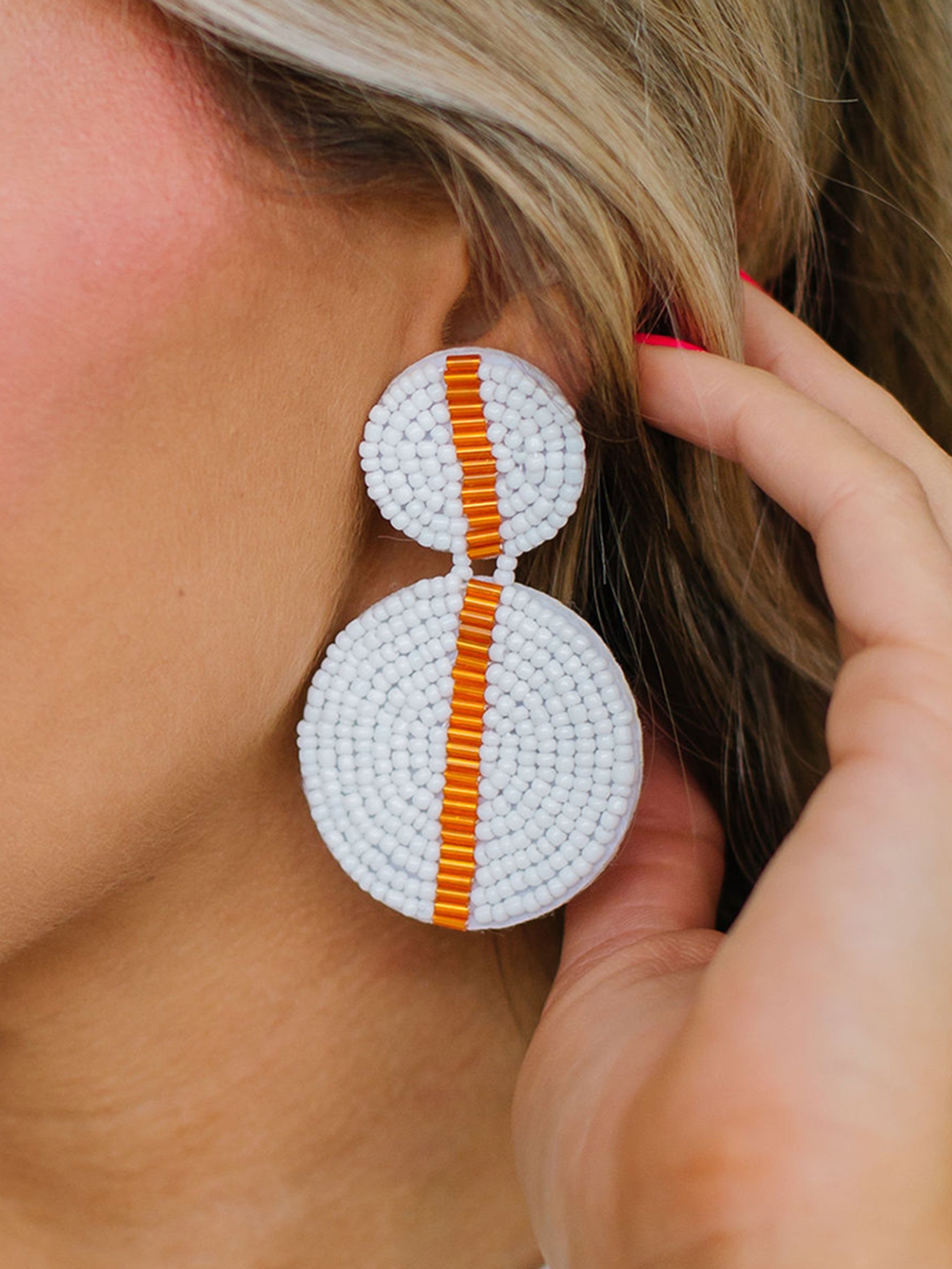 Colleen Earrings | Orange + White – MICHELLE MCDOWELL